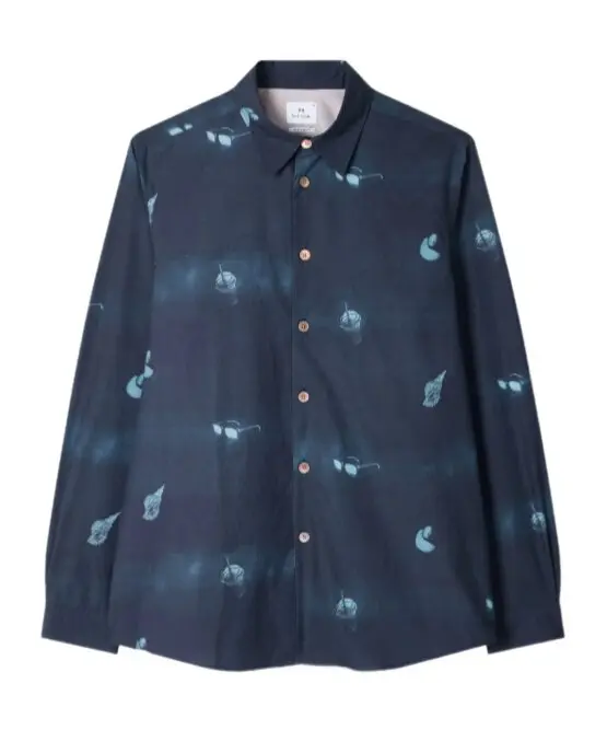 Paul Smith Sunbleached Snaps Poplin Shirt - Blue