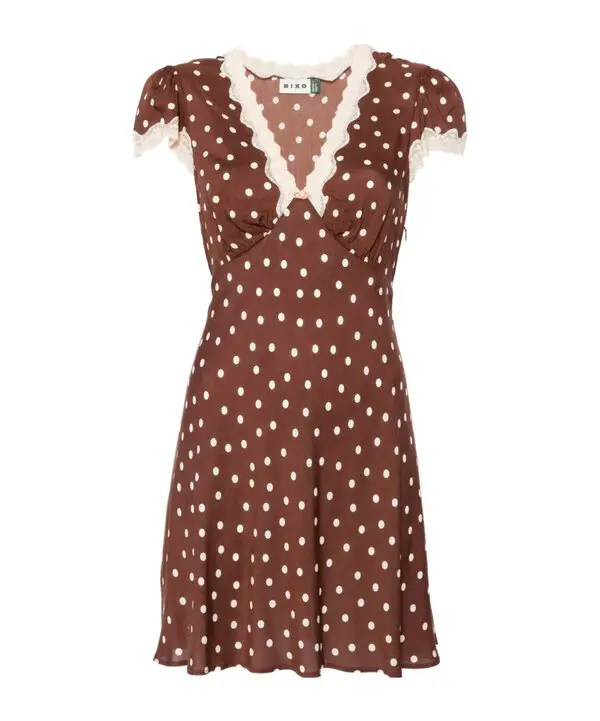 Rixo Lace-trimmed Dress - Brown