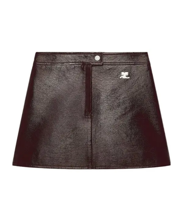 COURREGES Logo-patch Vinyl-effect Mini Skirt - Black
