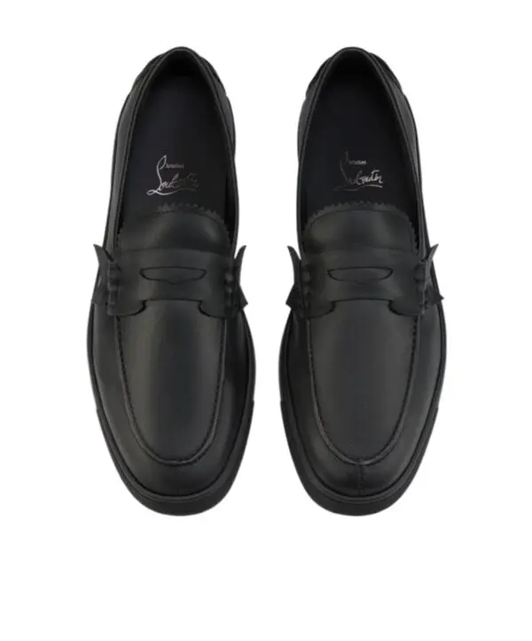 CHRISTIAN LOUBOUTIN Round Toe Slip-on Loafers With Hand-stitched Details - Black