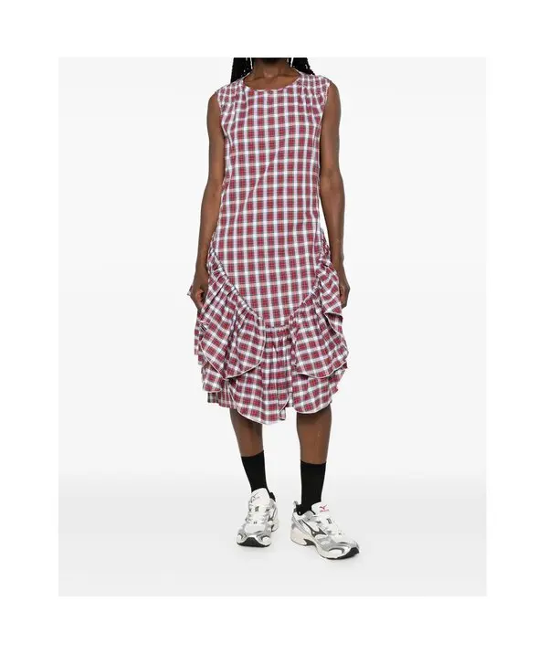 N.21 Plaid Midi Dress With Pleated Details