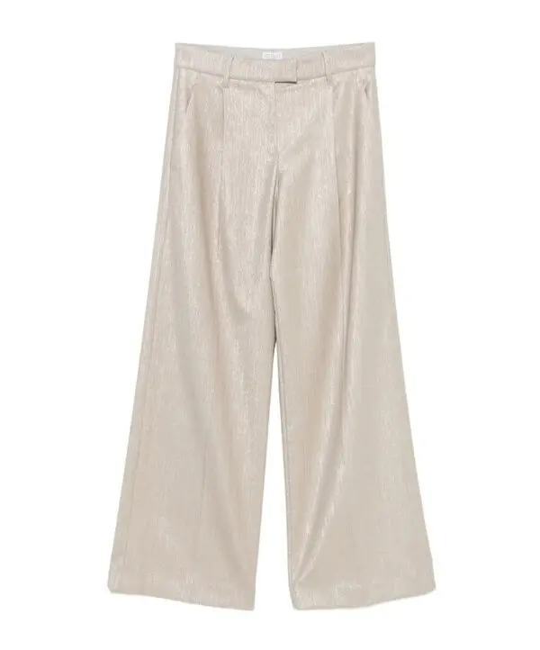 Brunello Cucinelli Shimmer Effect Pleated Trousers - Beige