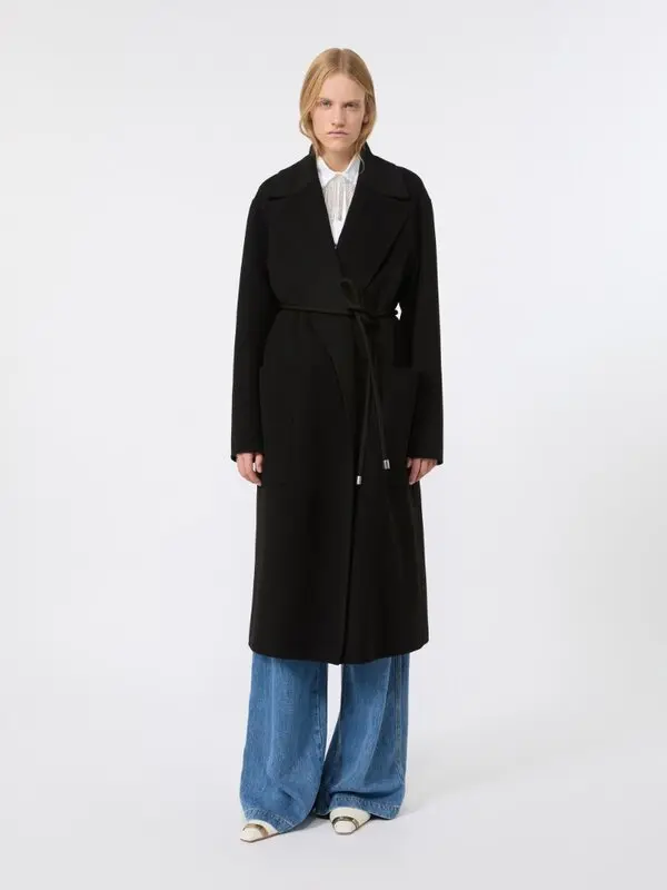 Sportmax Zannata Belted Notch-lapel Coat - Black