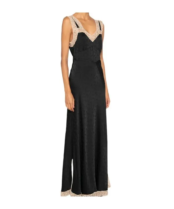 Rixo Sleeveless V-neck Lace Trim Maxi Dress