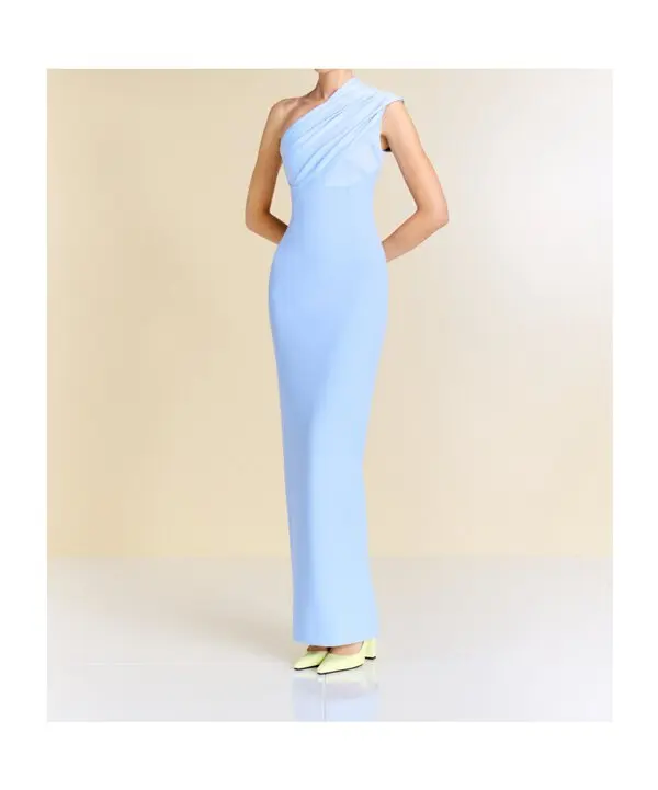 Solace One-shoulder Draped Gown With Back Slit