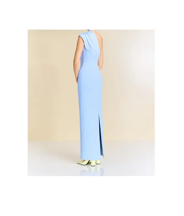 Solace One-shoulder Draped Gown With Back Slit