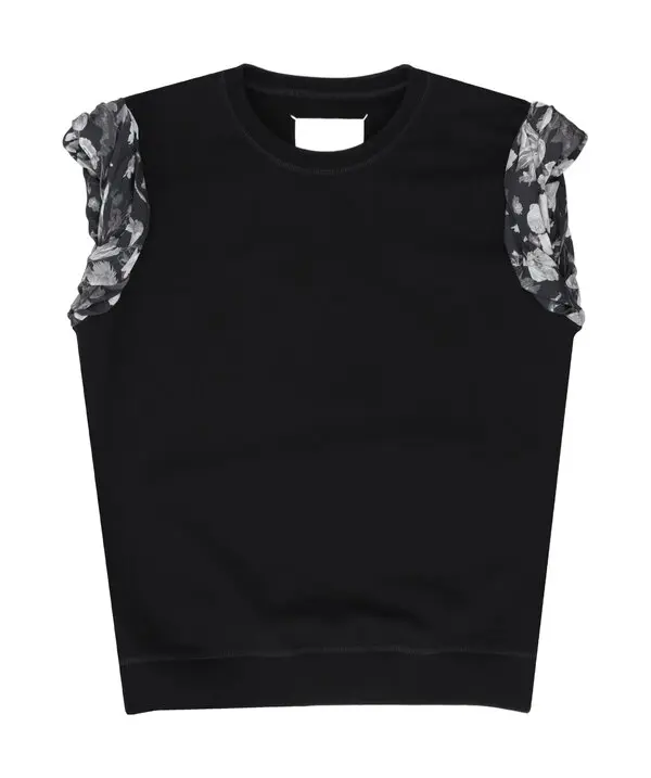 MAISON MARGIELA Floral-print Ruffled Sweatshirt - Black