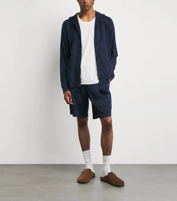 Derek Rose Micro Modal Zip-up Hoodie - Navy