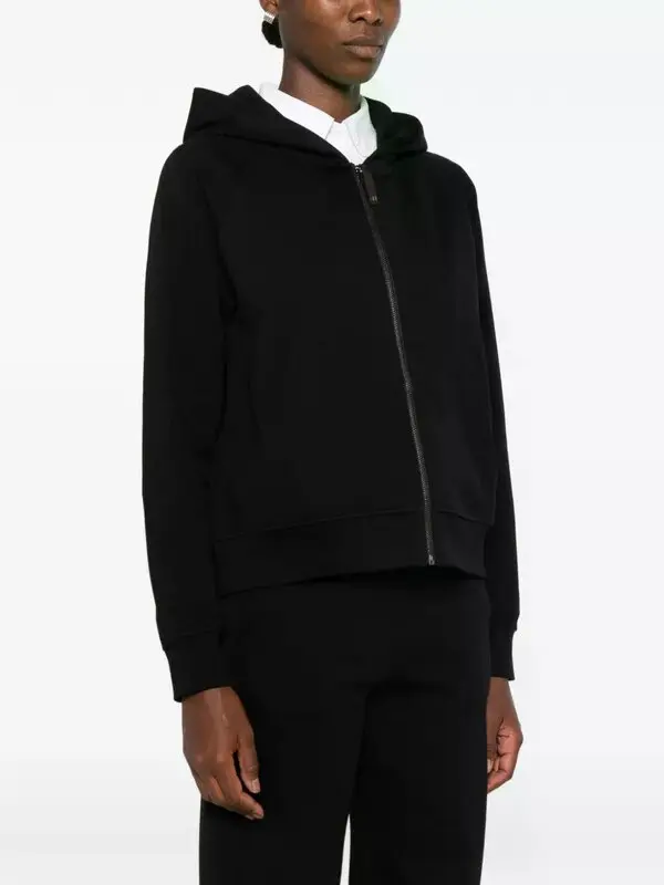 Max Mara Logo Embroidered Zip-up Hoodie - Black