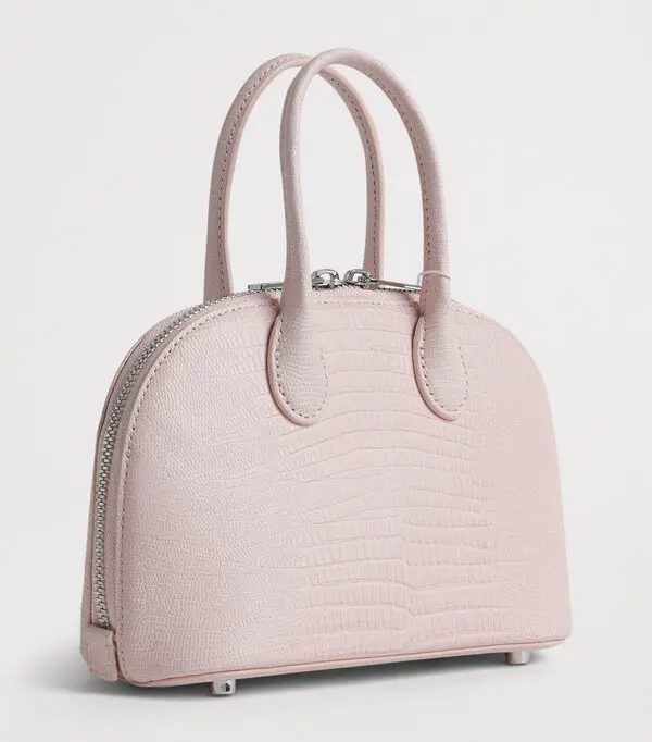 SELF-PORTRAIT Mini Leather Top-handle Bag With Floral Charm - Pink