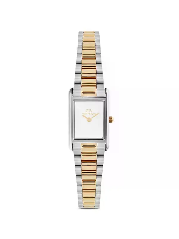 DANIEL WELLINGTON Rectangular Quartz Watch With Two-tone Link Bracelet - White