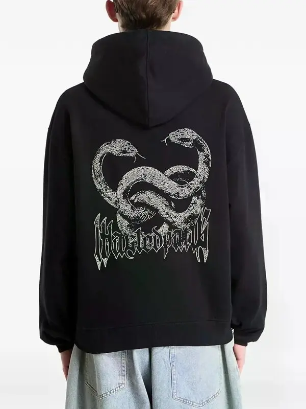 WASTED Snake-print Logo-embroidered Hoodie