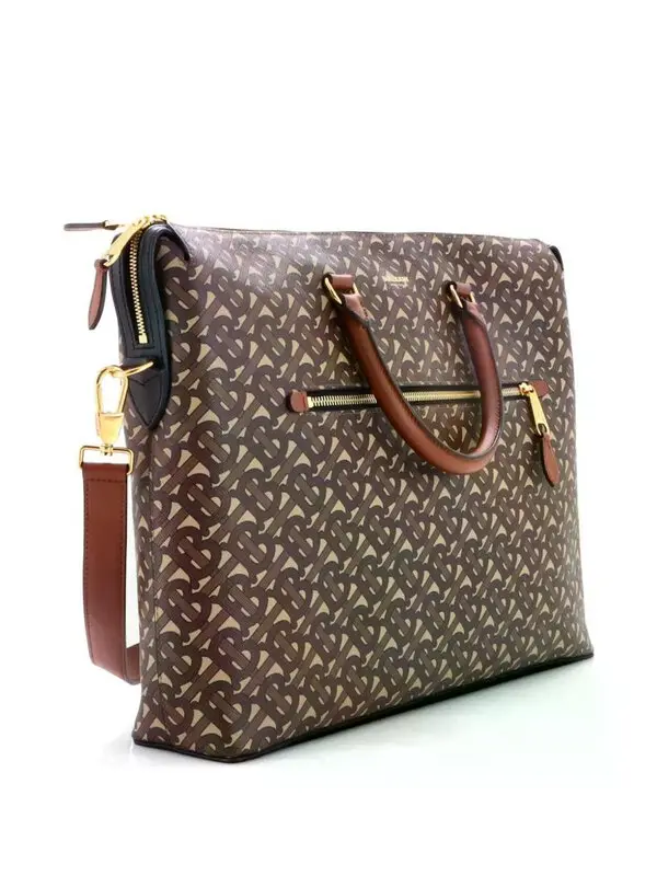 Burberry Monogram E-canvas Zip Briefcase