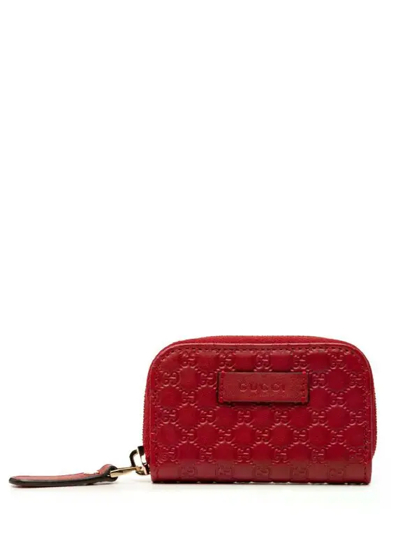 Gucci 2000-2015 Microguccissima Zip Around Purse Coin Pouch - Red