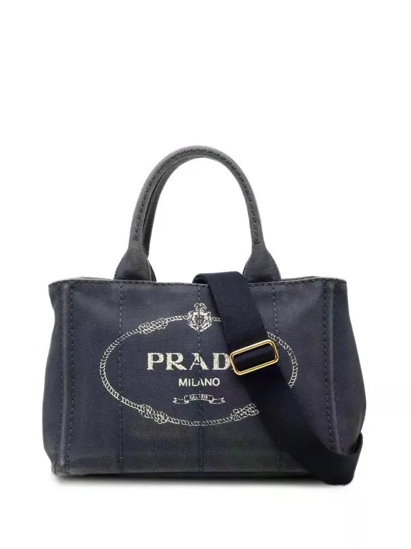 Prada Canapa Logo Satchel - Blue