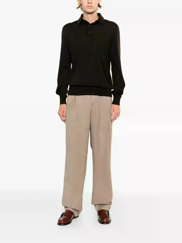 Zegna Long-sleeve Polo Shirt - Brown