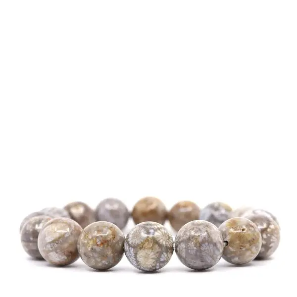SHAR OKE Grey Fossil Coral Gemstone Bracelet - Green