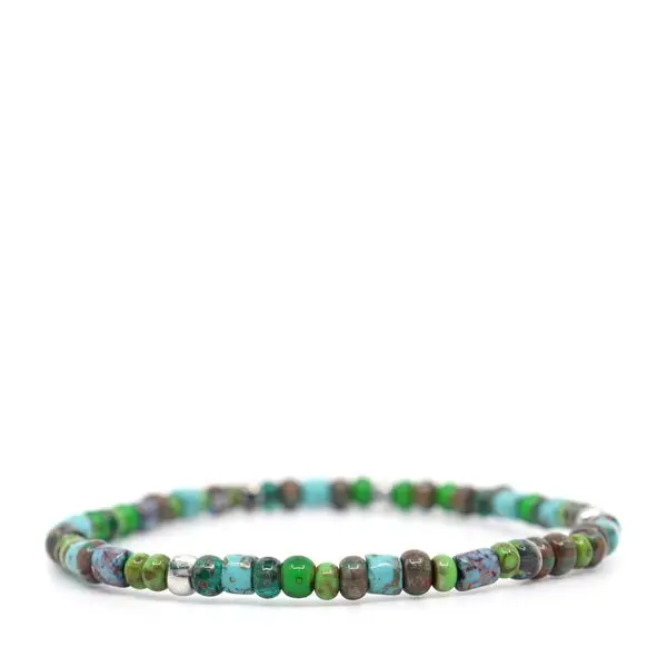 SHAR OKE Picasso Czech Bead Bracelet - Green/silver