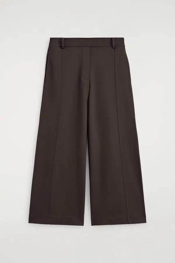 Cos Twill-jersey Straight-leg Culottes - Brown