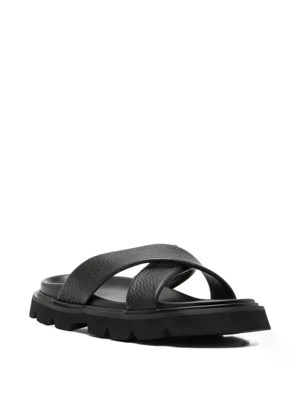SERGIO MORETTI FIRENZE Criss-cross Grained Leather Slippers
