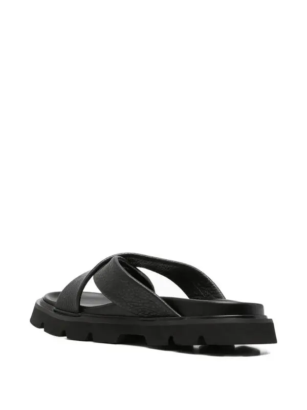 SERGIO MORETTI FIRENZE Criss-cross Grained Leather Slippers