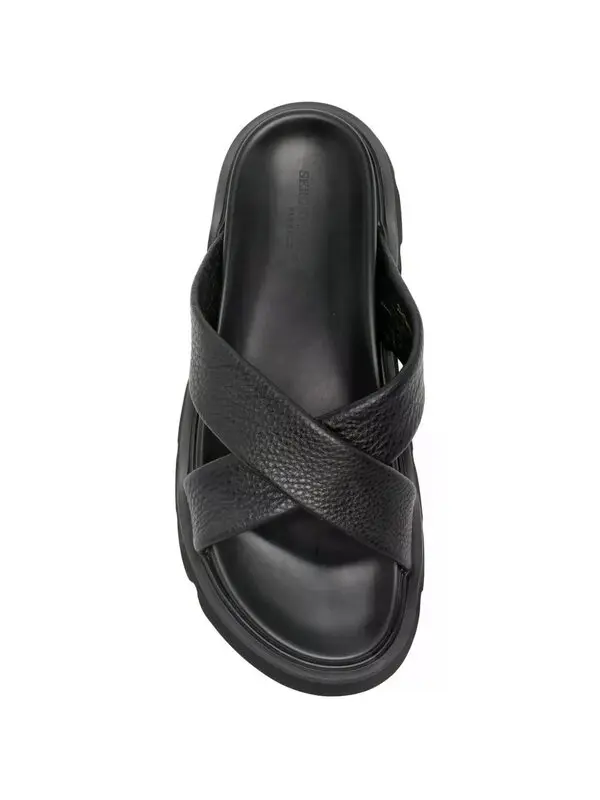 SERGIO MORETTI FIRENZE Criss-cross Grained Leather Slippers