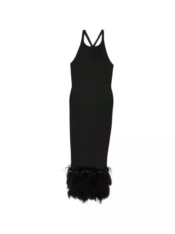 VESTIAIRE D'UN OISEAU LIBRE Feather-trim Crossover-strap Dress
