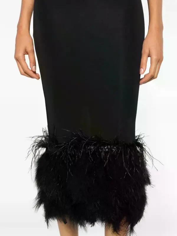 VESTIAIRE D'UN OISEAU LIBRE Feather-trim Crossover-strap Dress