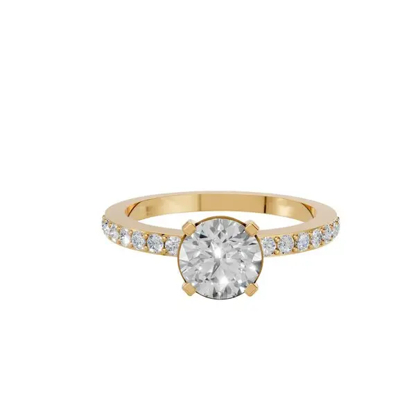 AYA FINE JEWELRY 1.27 Cwt Round Cut Lab Diamond Engagement Ring In 14k Gold - Yellow