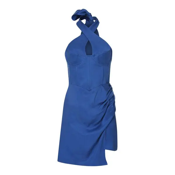 CANSU XI Gaia Ra Mini Dress Vegan Silk - Blue