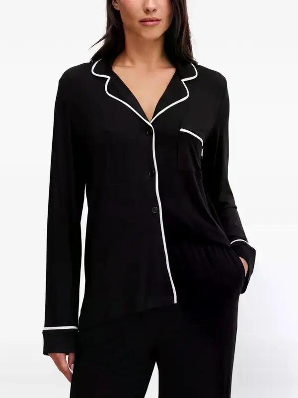 Dkny Long-sleeve Piped Pajamas Set