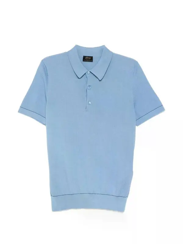 Brioni Sea Island Piqué Cotton Polo Shirt - Blue