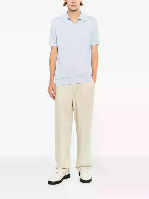 Brioni Sea Island Piqué Cotton Polo Shirt - Blue