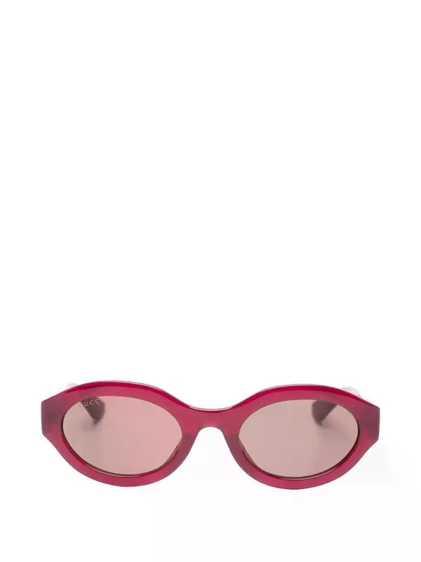 Gucci Interlocking G Oval-frame Sunglasses - Red