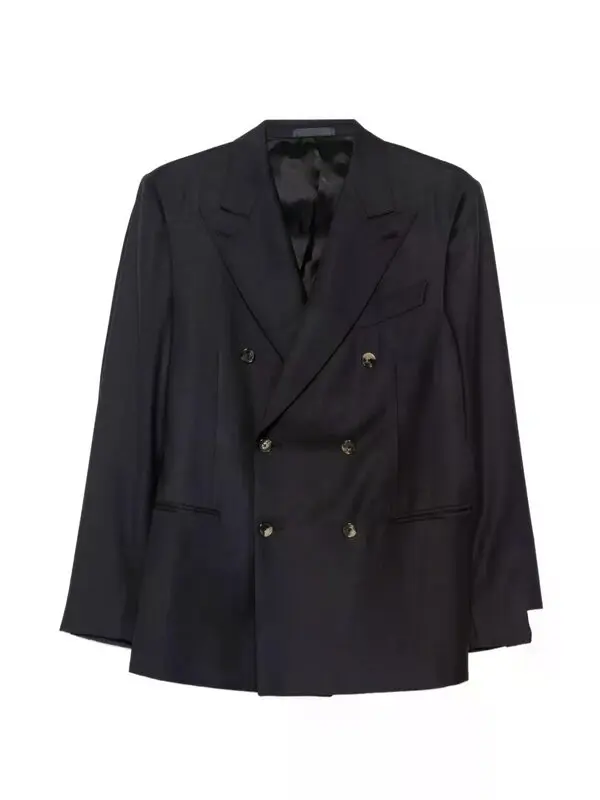 Caruso Double-breasted Peak-lapels Jacket - Blue