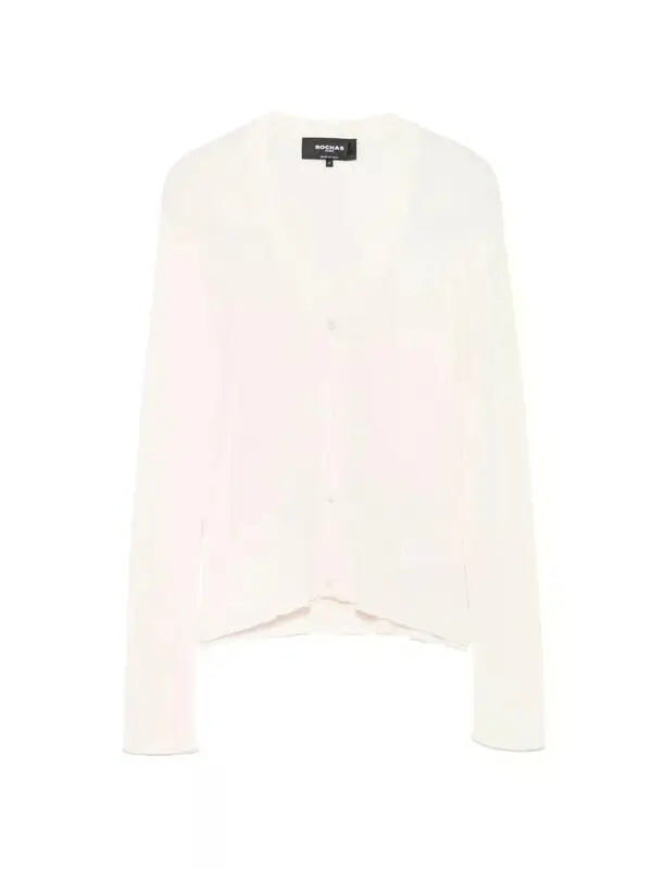 Rochas Ribbed Knit V-neck Cardigan