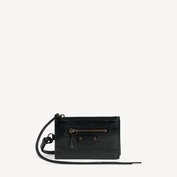 Balenciaga Le City Trifold Wallet On Strap - Black