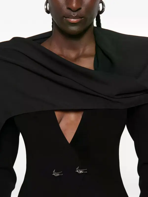 VESTIAIRE D'UN OISEAU LIBRE Draped Collar Bird-pin Jacket