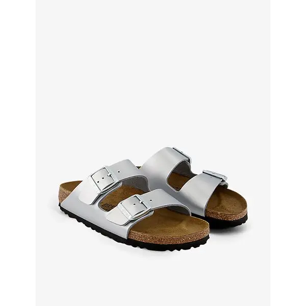 BIRKENSTOCK Arizona Two-strap Metallic Faux-leather Sandals - Silver