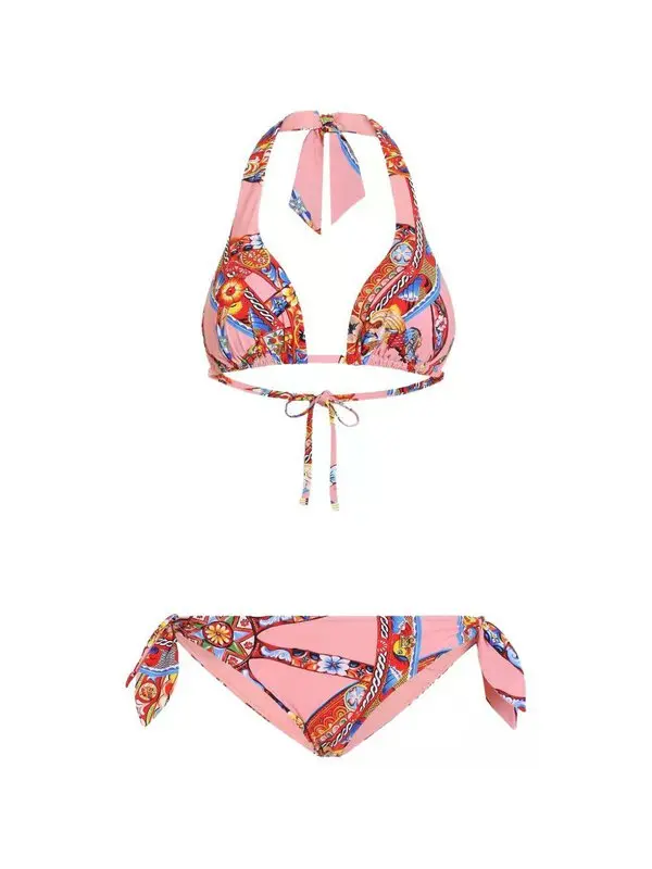 Dolce & Gabbana Carretto Print Triangle Bikini