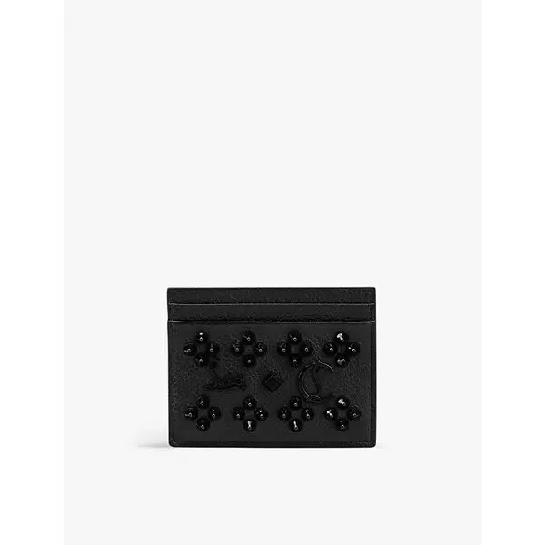 CHRISTIAN LOUBOUTIN Kios Loubinthesky-embellished Leather Card Holder - Black