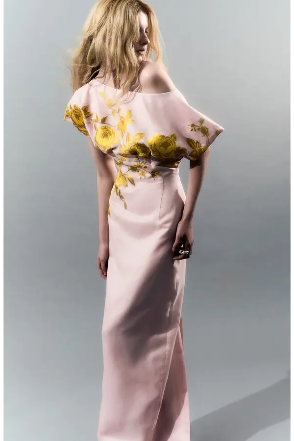 Lela Rose Rose Fil Coupé Column Gown