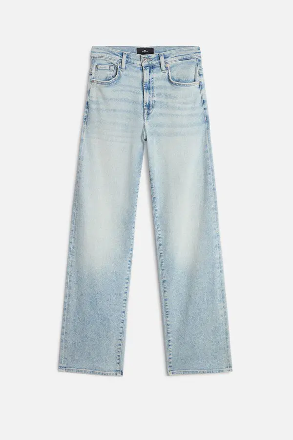 7 For All Mankind Stovepipe Straight Jeans In Luxe Vintage Ghost - Blue