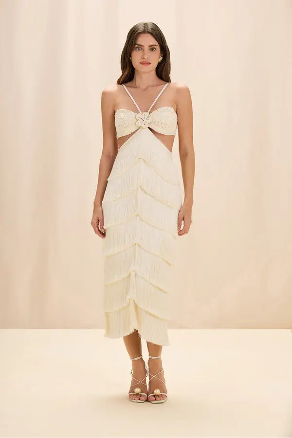 PatBO Lya Fringe Midi Dress - Floral