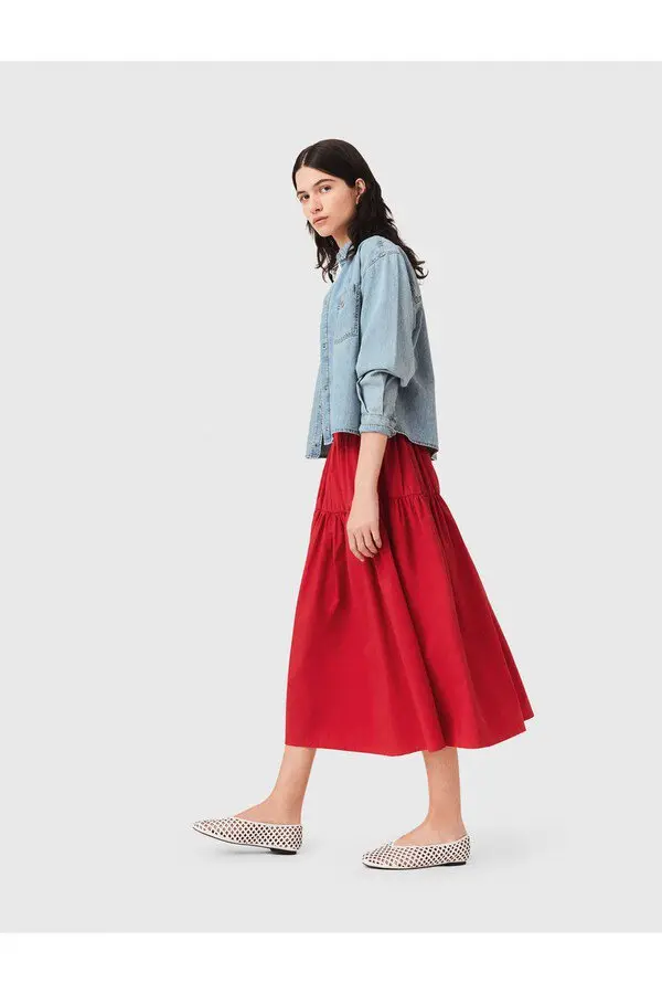 Maje Long Gathered Skirt