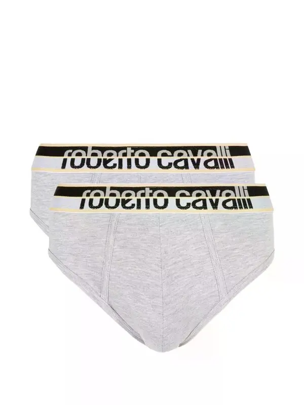 Roberto Cavalli Logo-waistband Briefs Set - Grey