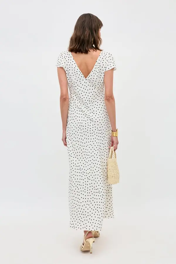Rixo Cathy Layla Dot Ivory Regular Dress - White