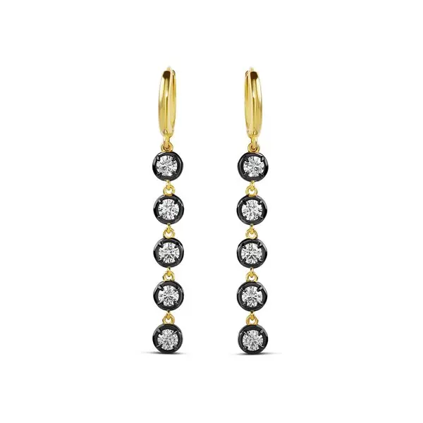 SHYMI Gold / Black Victorian Style Round Drop Earrings Black Rhodium - Gold/black