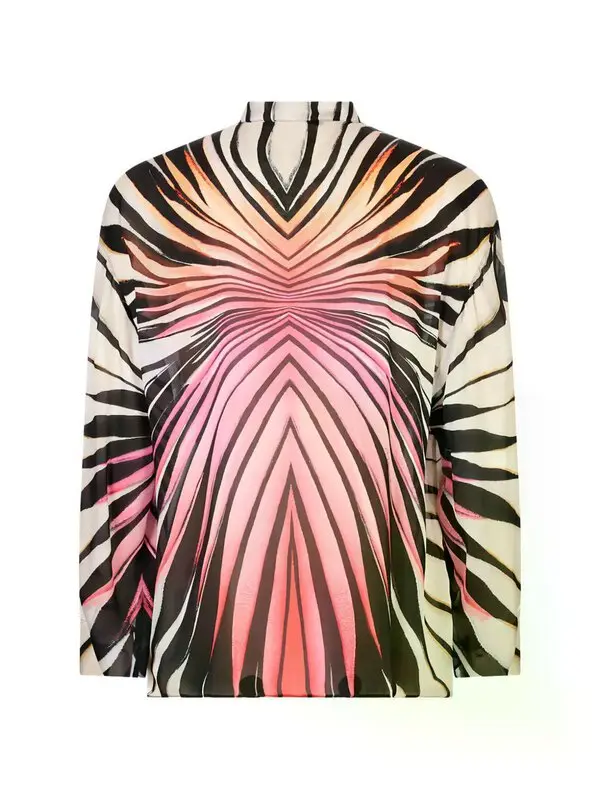 Roberto Cavalli Band Collar Silk Shirt
