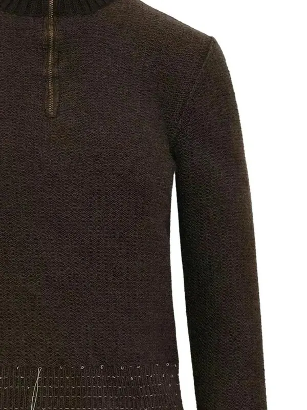 MAISON MARGIELA Quarter-zip Sweater With Frayed Detailing